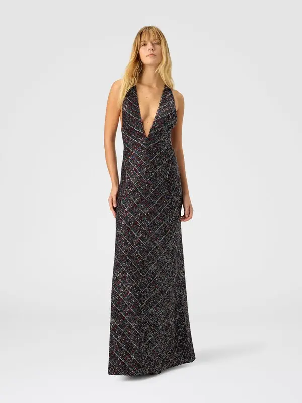 Missoni Long Dress With V-neck And Check Pattern