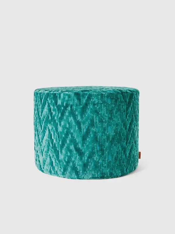 Missoni Fossile Indoor Cylinder Cushion 40x30 Cm With Chevron Pattern - Blue