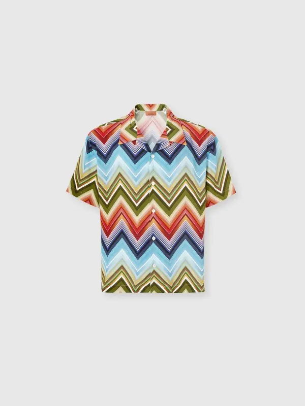 Missoni Bowling Shirt In Viscose With Macro Zigzag Print