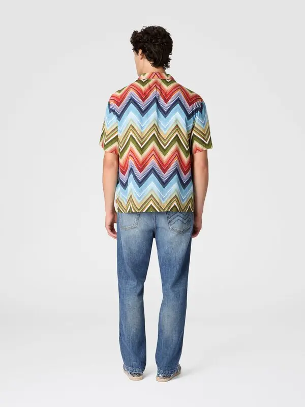 Missoni Bowling Shirt In Viscose With Macro Zigzag Print