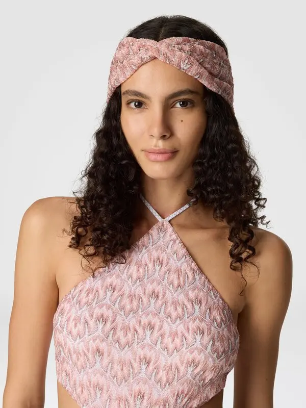 Missoni Headband In Lamé Viscose With Foliage Pattern