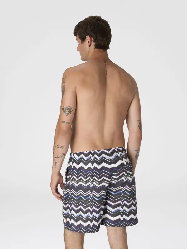 Missoni Long Swim Shorts With Irregular Zigzag Print