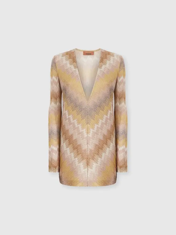 Missoni Long-sleeved Mini Dress In Ombre Lurex - Multicoloured