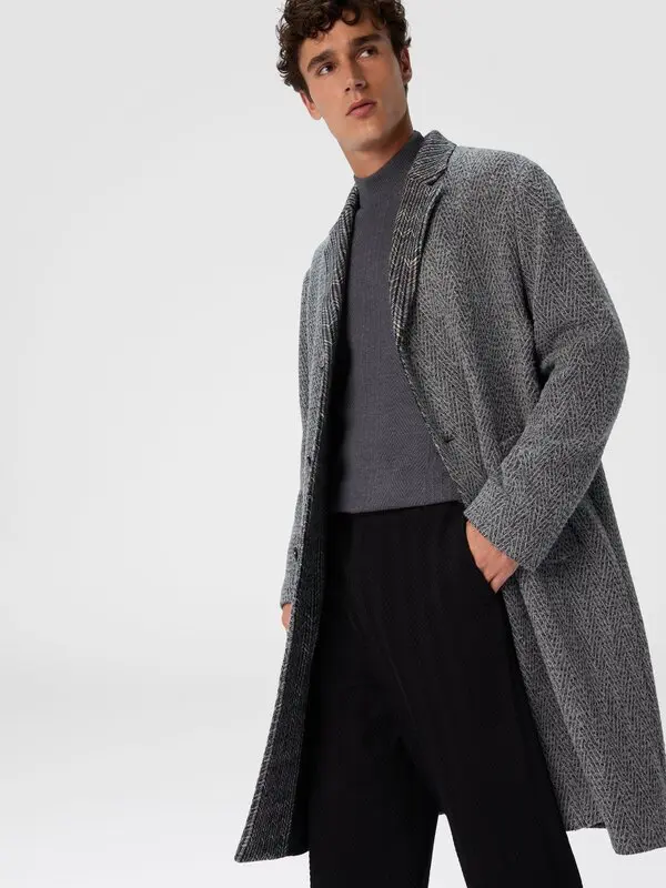 Missoni Wool Cloth Coat With Chevron Pattern