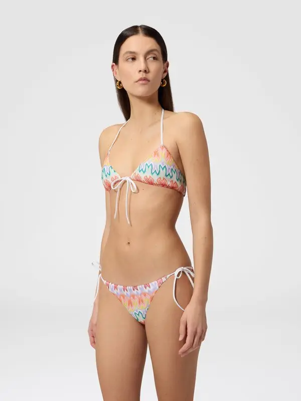 Missoni Triangle Bikini In Viscose With Floral Motif