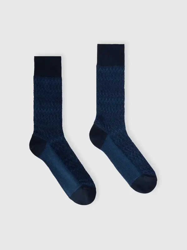 Missoni Mid-length Cotton-blend 3d Zigzag Socks