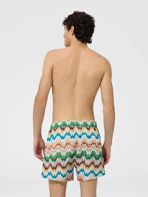Missoni Mid-length Swim Shorts With Irregular Zig Zag Print