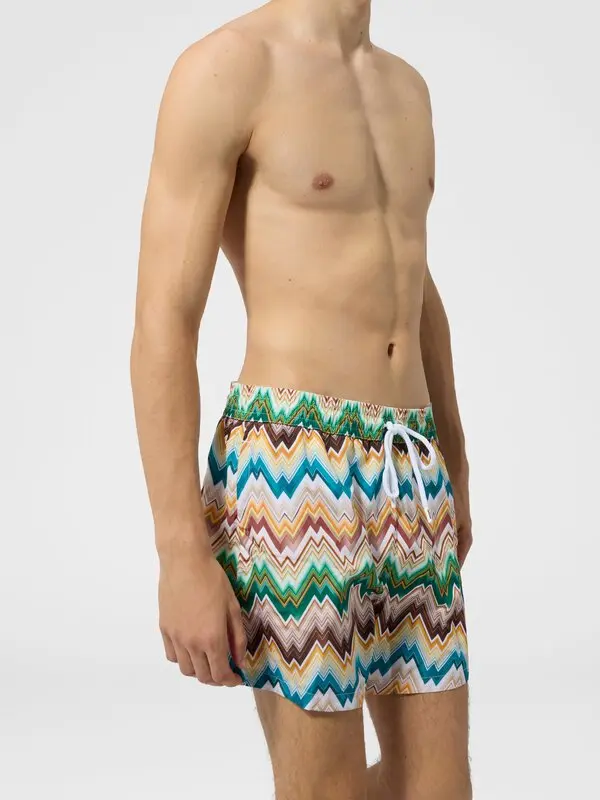 Missoni Mid-length Swim Shorts With Irregular Zig Zag Print