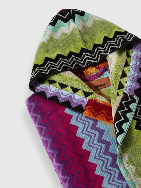 Missoni Giacomo Bathrobe In Cotton Terry With Zigzag Pattern
