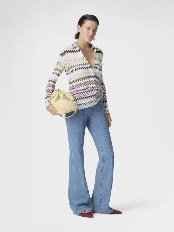 Missoni Zigzag Cotton And Viscose Blouse With V-neckline