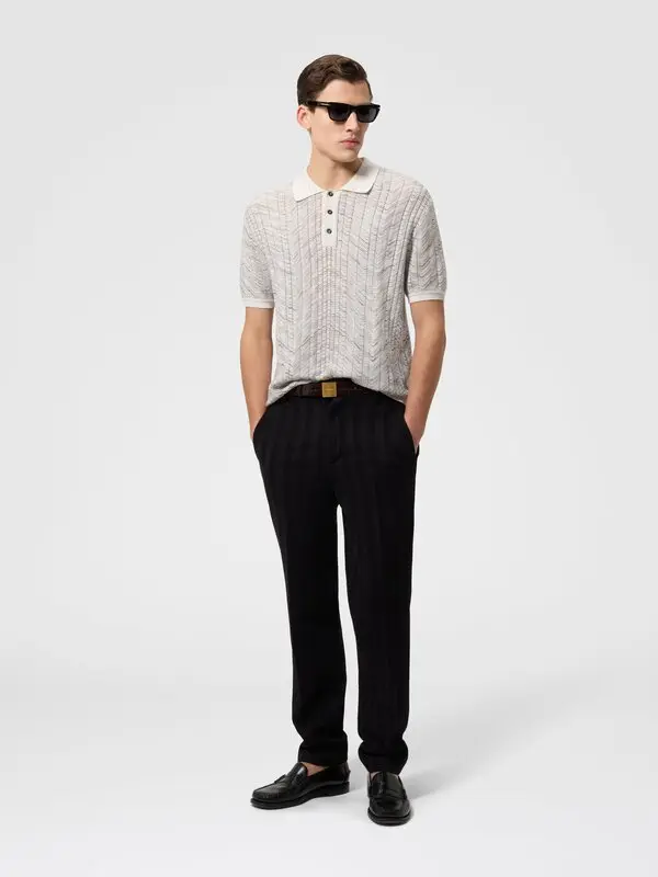 Missoni Openwork Knit Cotton And Viscose Polo Shirt