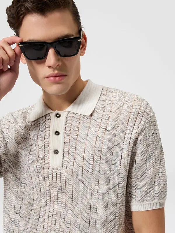 Missoni Openwork Knit Cotton And Viscose Polo Shirt