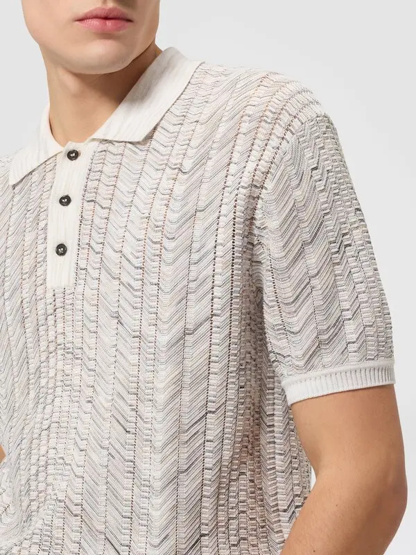 Missoni Openwork Knit Cotton And Viscose Polo Shirt