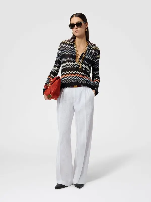 Missoni Zigzag Cotton And Viscose Blouse With V-neckline