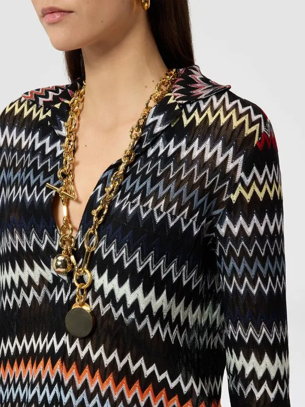 Missoni Zigzag Cotton And Viscose Blouse With V-neckline