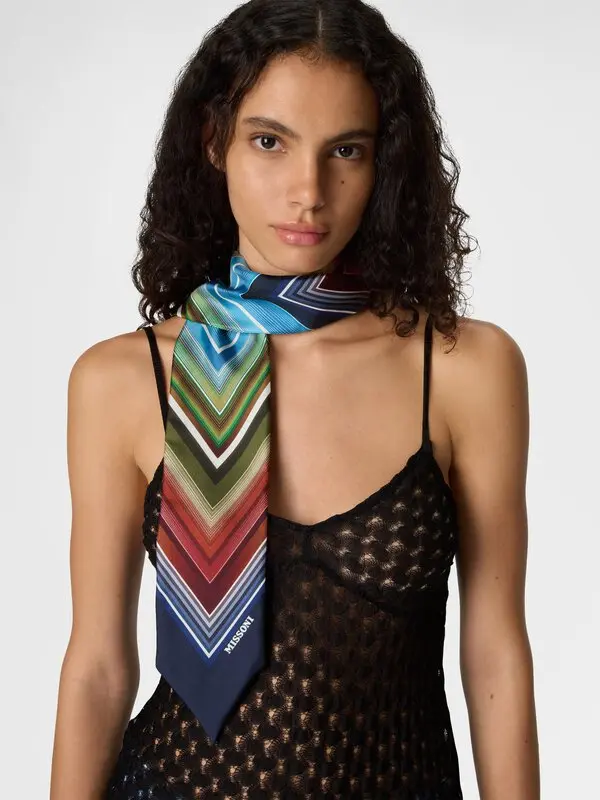 Missoni Silk Neck Scarf With Macro Zigzag Print
