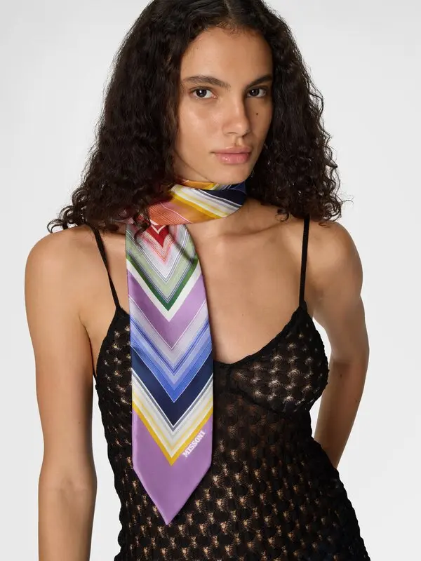 Missoni Silk Neck Scarf With Macro Zigzag Print