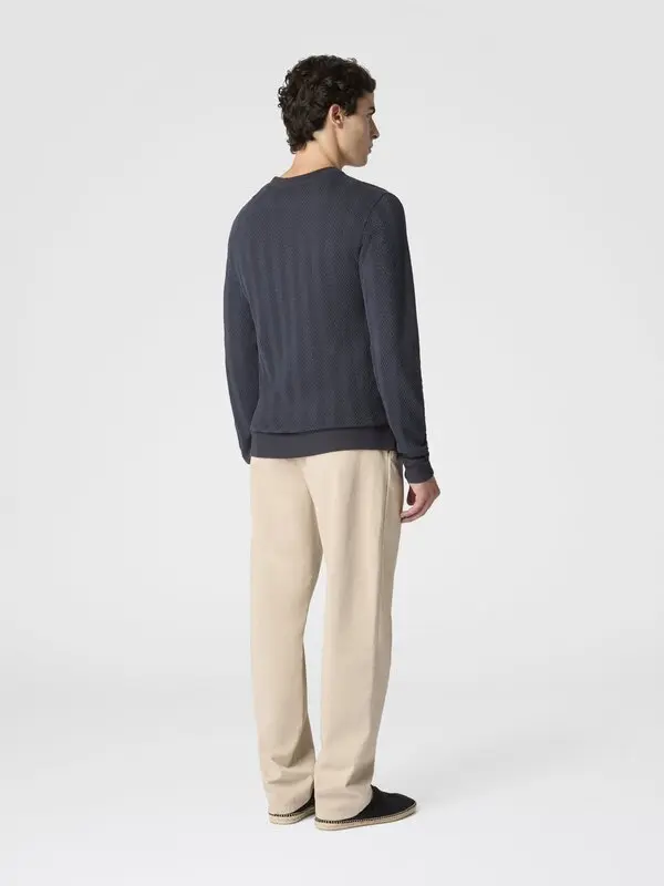 Missoni Crew-neck Cotton And Viscose Sweatshirt With Tone-on-tone Zigzag Pattern