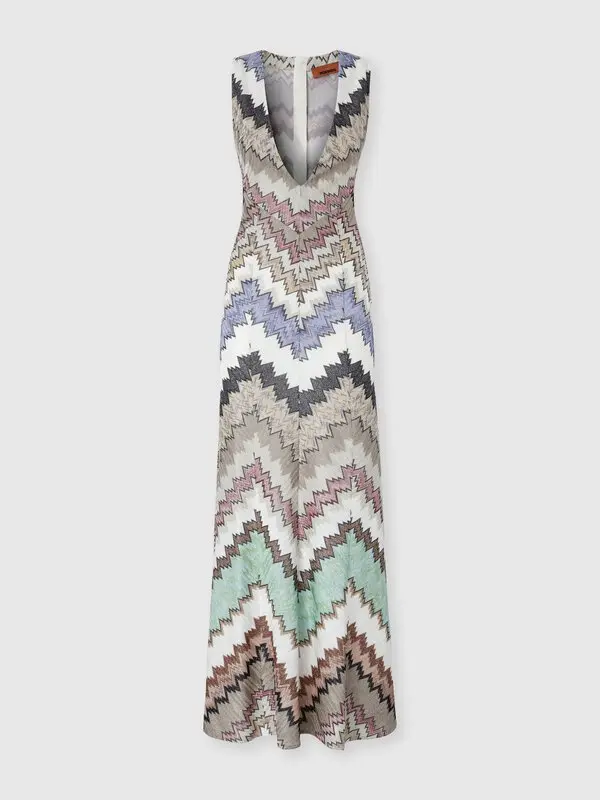 Missoni Viscose Lamé Gown With Deep V-neck