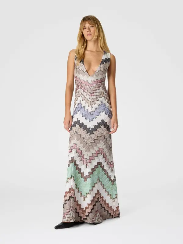 Missoni Viscose Lamé Gown With Deep V-neck