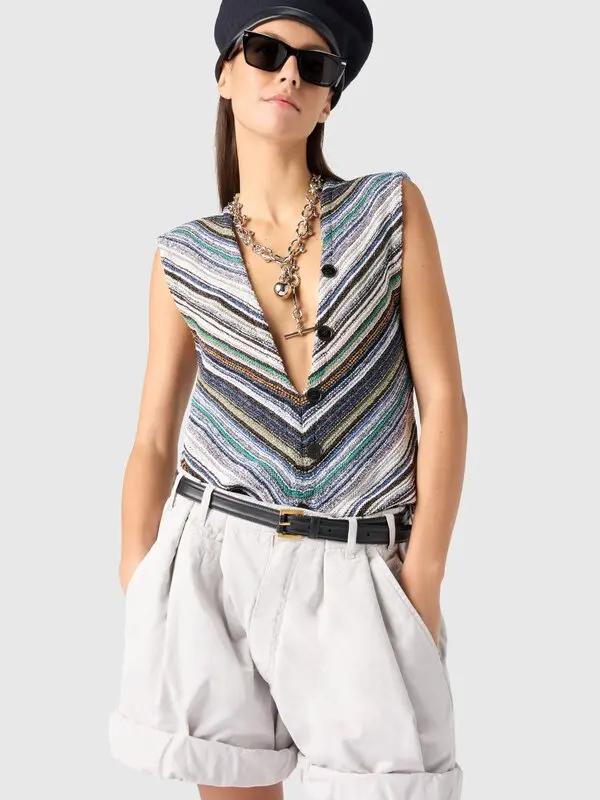 Missoni Striped Vest With Sequin Appliqu