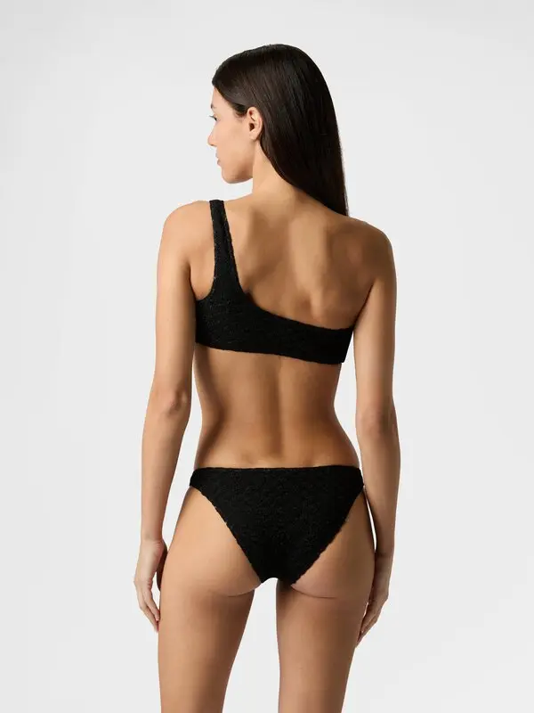 Missoni One-shoulder Bikini In Lamé Viscose With Raschel Workmanship - Black