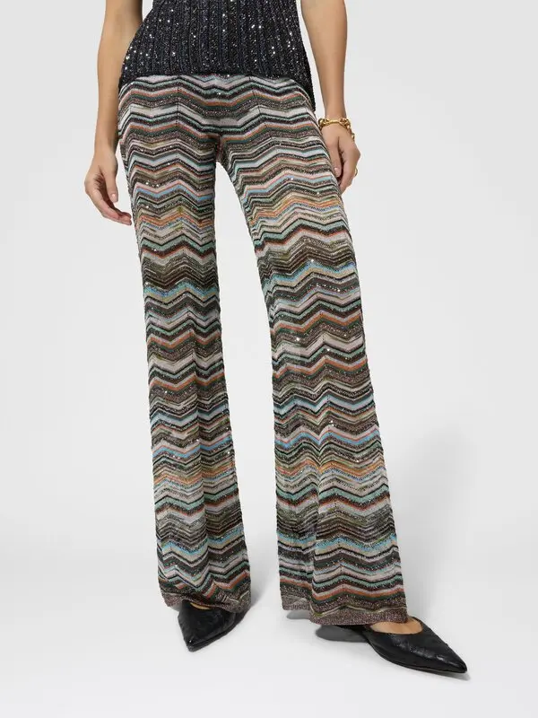Missoni Chevron Palazzo Trousers With Sequins