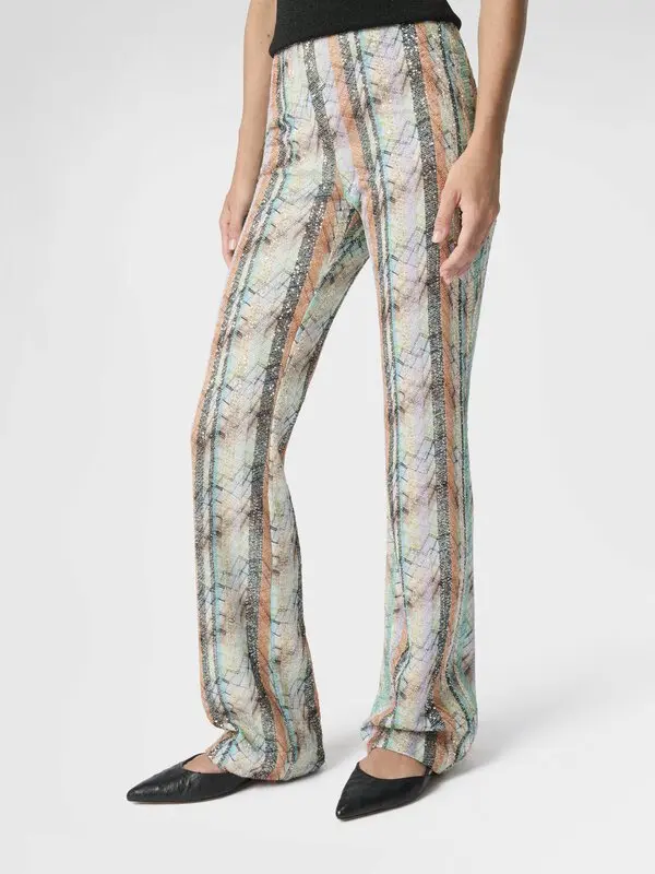 Missoni Multi-technique Mixed Viscose Lamé Flared Trousers