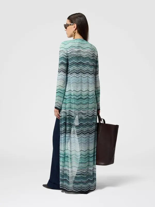 Missoni Long Cardigan With A Chevron Pattern With Sequins