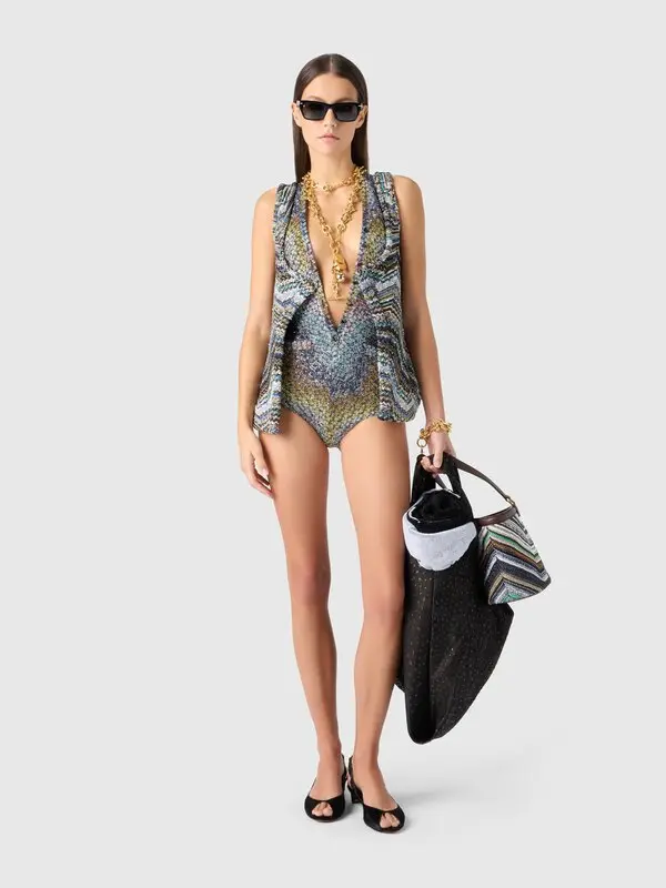Missoni Zig Zag One-piece Swimsuit With Sequin Application