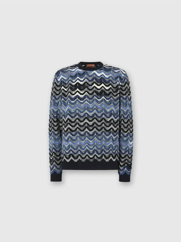 Missoni Crew Neck Sweater With Geometric Zigzag Pattern