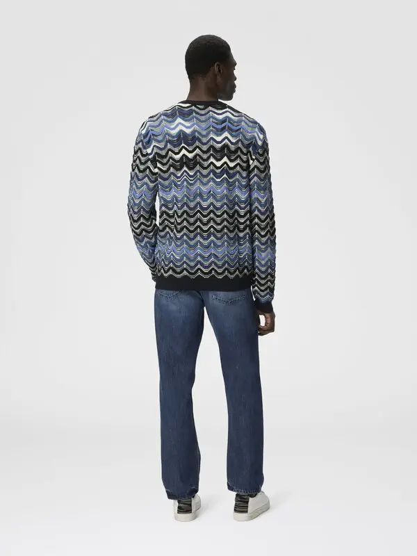 Missoni Crew Neck Sweater With Geometric Zigzag Pattern