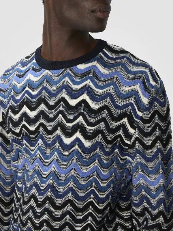 Missoni Crew Neck Sweater With Geometric Zigzag Pattern