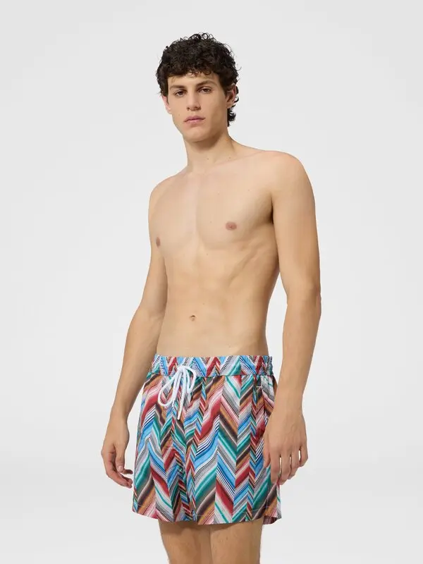 Missoni Mid-length Swim Shorts With Offset Zig Zag Print