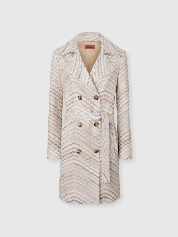 Missoni Double-breasted Trench Coat With Wavy Zigzag Pattern