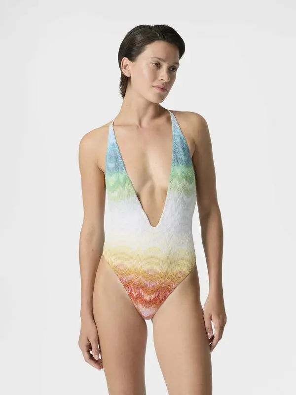 Missoni One-piece Swimsuit In Shaded Lamé Viscose - Multicoloured