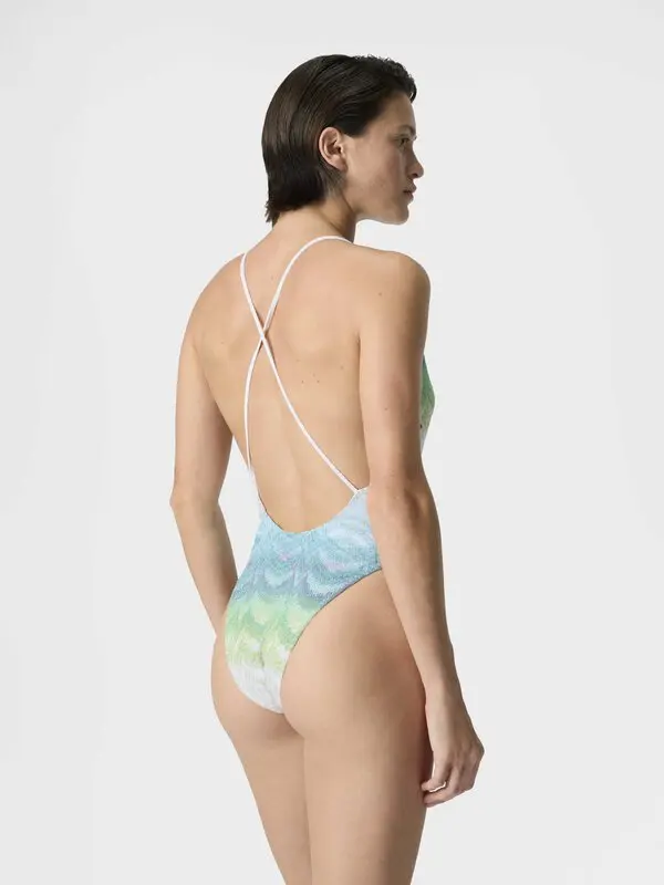 Missoni One-piece Swimsuit In Shaded Lamé Viscose - Multicoloured