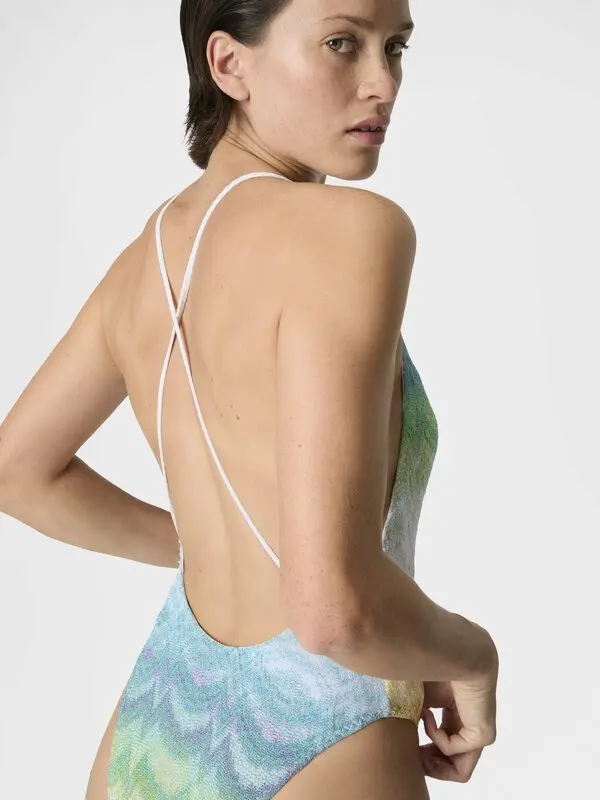 Missoni One-piece Swimsuit In Shaded Lamé Viscose - Multicoloured