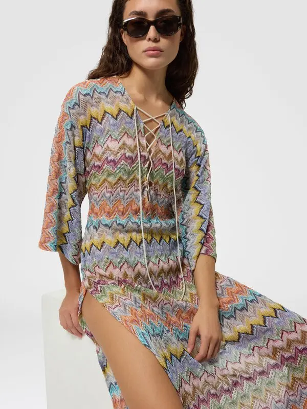 Missoni Long Viscose Lamé Cover-up Caftan