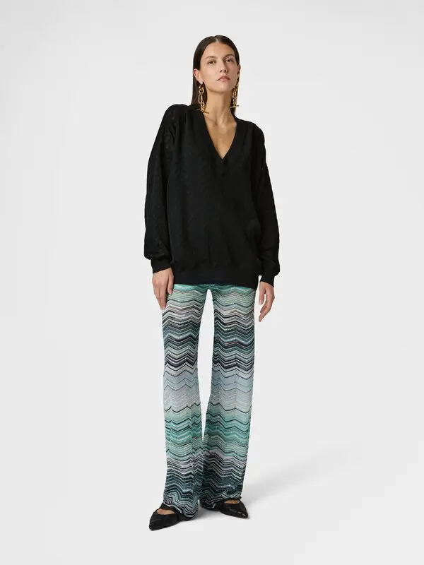 Missoni Chevron Cotton And Viscose V-neck Sweater
