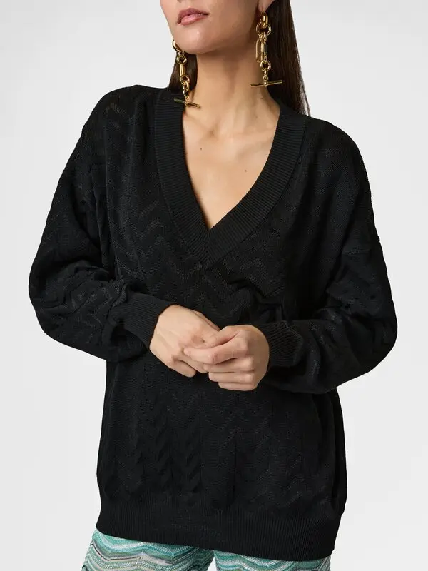 Missoni Chevron Cotton And Viscose V-neck Sweater