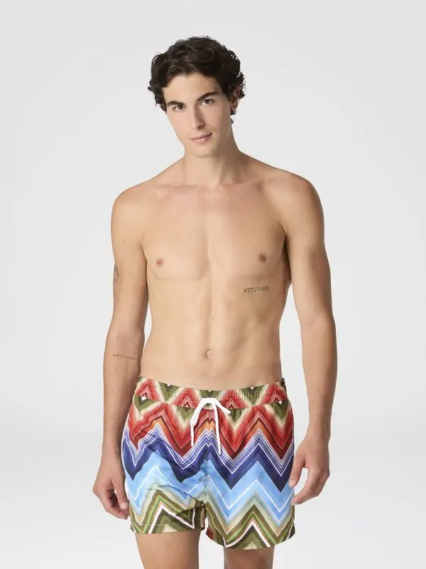 Missoni Mid-length Swim Shorts With Macro Zigzag Print