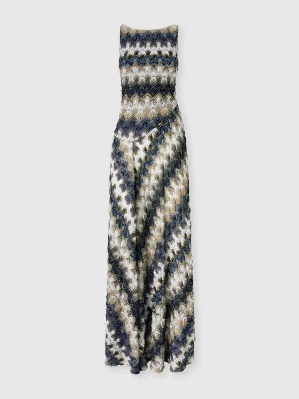 Missoni S Long Dress In Lamé Viscose With Lace Motif - Multicoloured