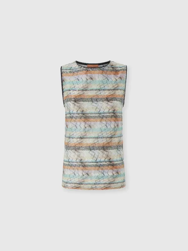 Missoni Multi-technique Mixed Viscose Lamé Sleeveless Top