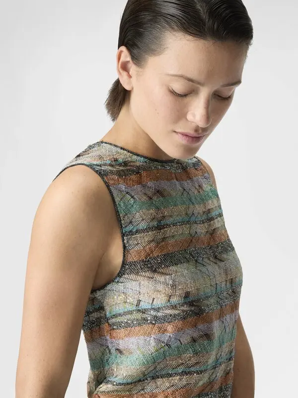Missoni Multi-technique Mixed Viscose Lamé Sleeveless Top