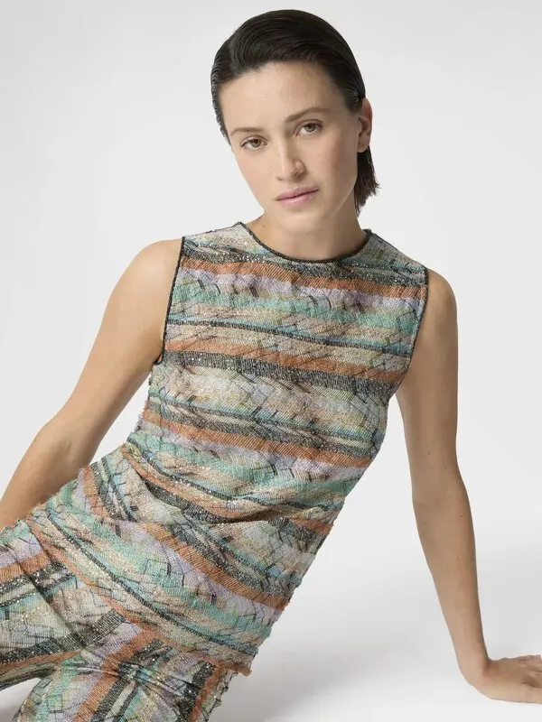 Missoni Multi-technique Mixed Viscose Lamé Sleeveless Top