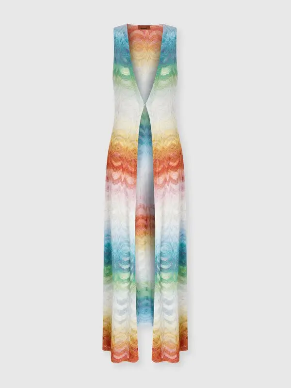Missoni Long Gilet Cover-up In Shaded Lamé Viscose - Multicoloured
