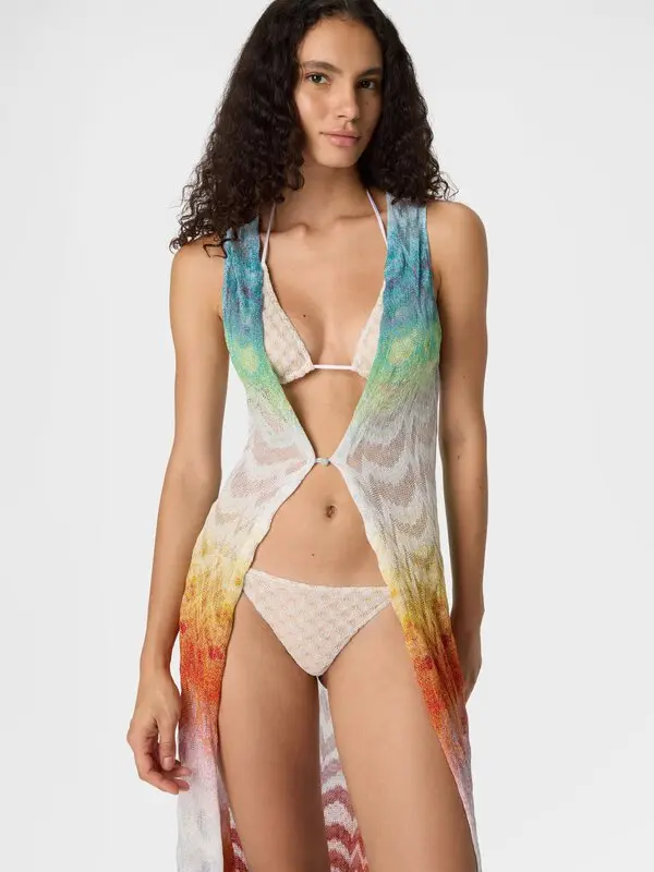 Missoni Long Gilet Cover-up In Shaded Lamé Viscose - Multicoloured