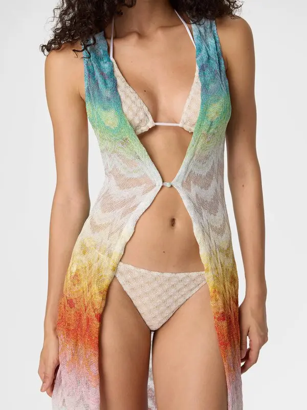 Missoni Long Gilet Cover-up In Shaded Lamé Viscose - Multicoloured