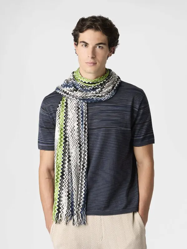 Missoni Cotton Zigzag Scarf With Fringes